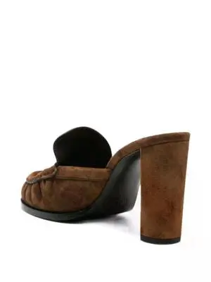 Saint Laurent Le Loafer Suede Heeled Mules