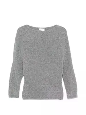 RUOHAN Batwing Sleeve Boat Neck Sweater - Grey