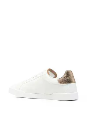 Dolce & Gabbana Leather Crystal Embellished Dg Logo Sneakers