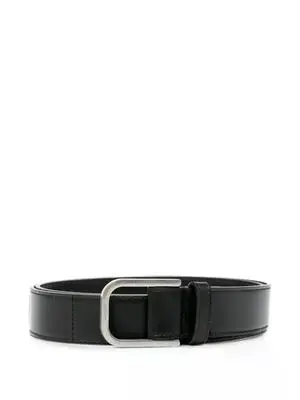 Saint Laurent Logo-engraved Leather Buckle Belt - Black