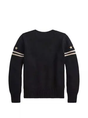 Ralph Lauren Skull Patch Star Embroidered Crewneck Sweater - Blue