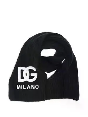 Dolce & Gabbana Logo-embroidered Ribbed-knit Scarf