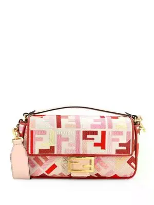 Fendi Baguette Nm Bag Zucca Embroidered Canvas Medium Shoulder Bag - Brown