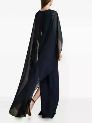 Ralph Lauren Georgette Cape Overlay Maxi Dress