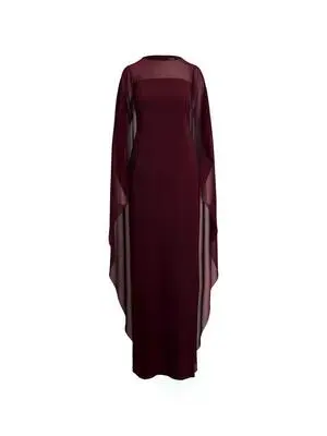 Ralph Lauren Cape-overlay Georgette Maxi Gown - Red