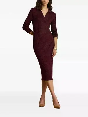 Ralph Lauren Cable-knit Collared Midi Dress