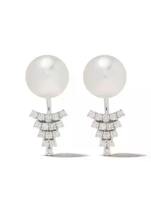 Yoko London 18kt White Gold Freshwater Pearl And Diamond Earrings - Silver