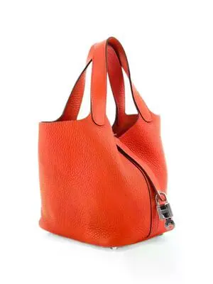 Hermès Picotin Lock Bag Clemence Pm Bucket Bag - Orange