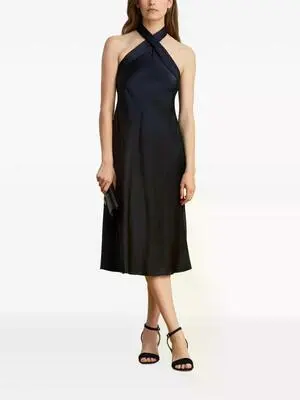 Ralph Lauren Halterneck Tie-back Midi Dress