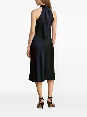 Ralph Lauren Halterneck Tie-back Midi Dress