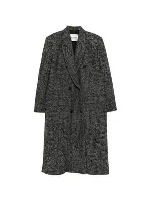 MARANT ETOILE Double-breasted Textured Coat - Grey