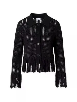 Akris Fringe-trim Perforated Cardigan - Black