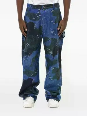 Off-White Camouflage-print Rhinestone-embellished Jeans - Blue