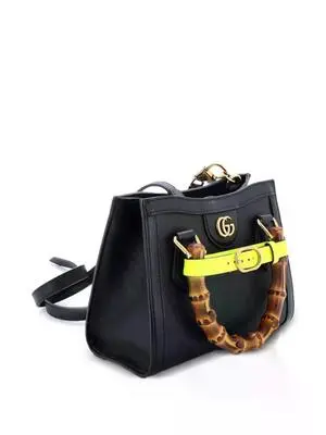 Gucci Diana Nm Bamboo Handle Tote Leather Mini Crossbody Bag - Black