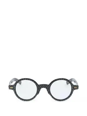 Valentino Garavani Embellished Round Frame Eyeglasses - Black