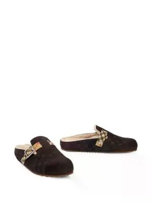 Burberry Check-strap Shearling-lined Slippers