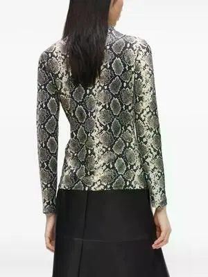Karl Lagerfeld Mock Neck Long Sleeve Snake Print Top