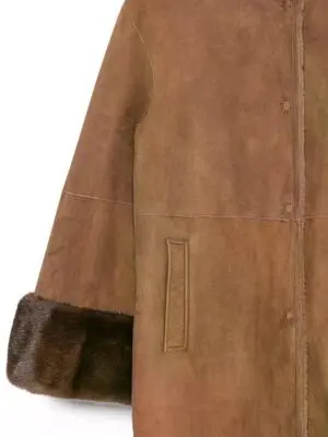 MANZONI 24 Collarless Coat With Fur Trim