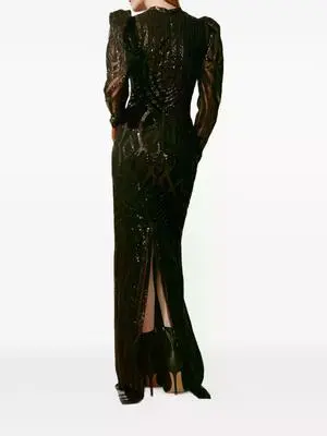 GEMY MAALOUF Sequin Embellished Puff Sleeve Gown