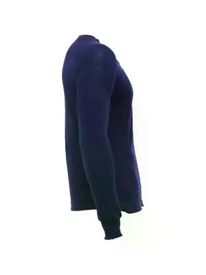 Fendi Navy Cotton Half-buttoned Fitted Sweater