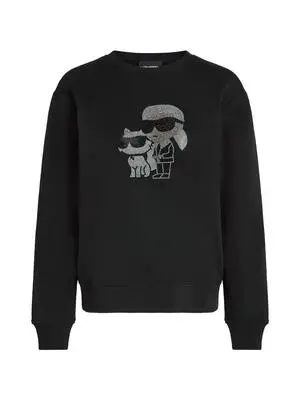 Karl Lagerfeld Ikon Rhinestone Sweatshirt - Black