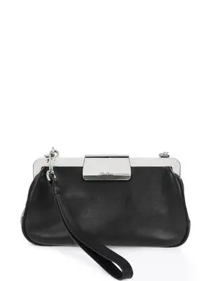 Max Mara Snap-closure Leather Clutch Bag - Black