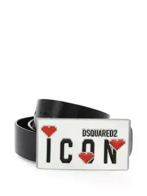 Dsquared2 Icon Plaque Leather Belt - Black