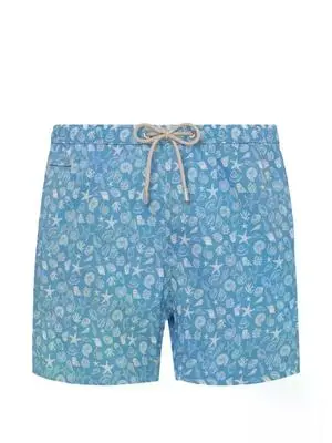 MC2 SAINT BARTH Comfort Light Seashell-print Swim Shorts - Blue