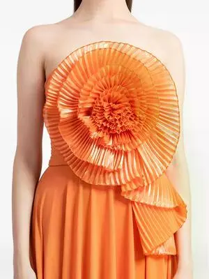 GEMY MAALOUF Strapless Floral Appliqué Maxi Dress
