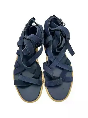 Miu Miu Suede Strappy Espadrille Platform Sandals