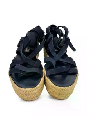 Miu Miu Suede Strappy Espadrille Platform Sandals