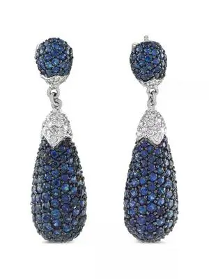 LB EXCLUSIVE Sapphire And Diamond Drop Earrings - Silver