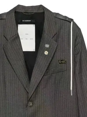 SONG FOR THE MUTE Square Pinstripe-pattern Blazer With Drawstring Hood