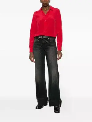 Pinko Silk Spread Collar Shirt