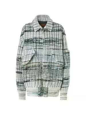 Missoni Oversized Wool-blend Check Bomber Jacket - Grey