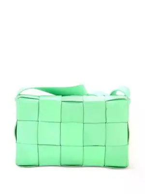 Bottega Veneta Cassette Maxi Intrecciato Leather Crossbody Bag - Green