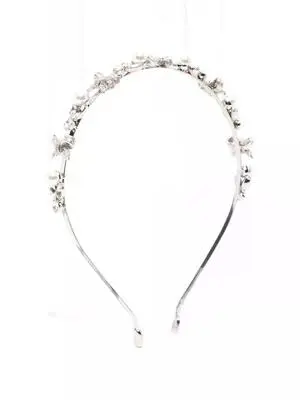 SELF-PORTRAIT Bow-detail Crystal-embellished Headband - Silver