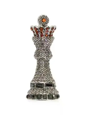 Max Mara Crystal-embellished Chess-piece Brooch - Silver