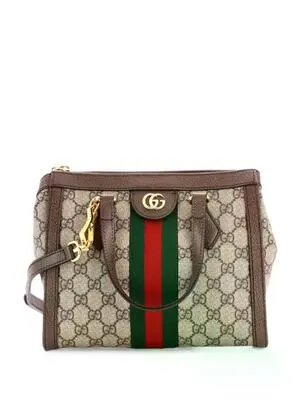 Gucci Ophidia Top Handle Gg Coated Canvas Small Tote Bag - Brown