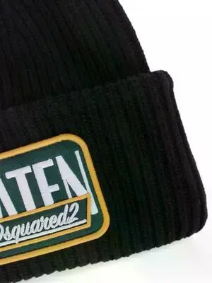 Dsquared2 Logo Patch Ribbed Knit Beanie