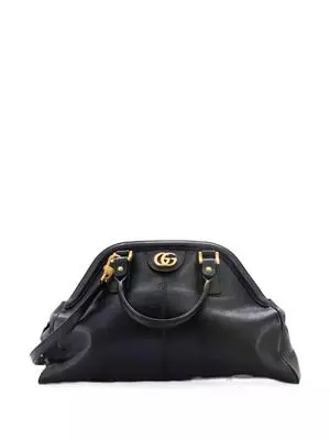 Gucci Re Top Handle Bag Leather Medium Satchel - Black
