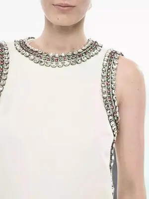 Gucci Jeweled Embellished Silk-blend Sleeveless Top