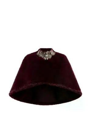 GEMY MAALOUF Embellished Faux-fur Bolero - Red