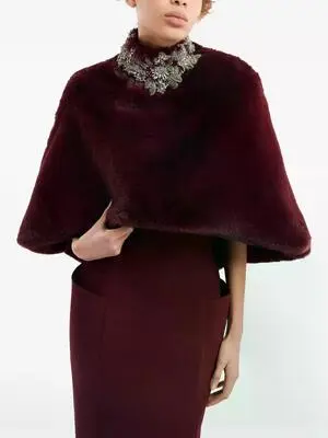 GEMY MAALOUF Embellished Faux-fur Bolero