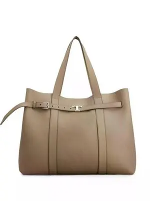 TOD'S T Timeless Leather Shoulder Bag - Neutrals