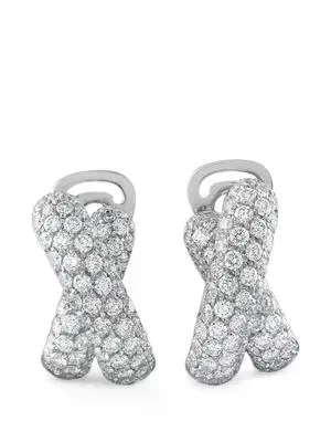 LB EXCLUSIVE 18k White Gold Diamond Crossover Earrings - Silver