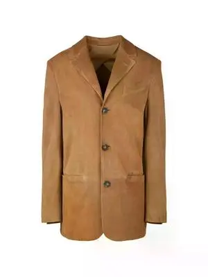 TOD'S Single-breasted Pashmy Suede Blazer - Brown