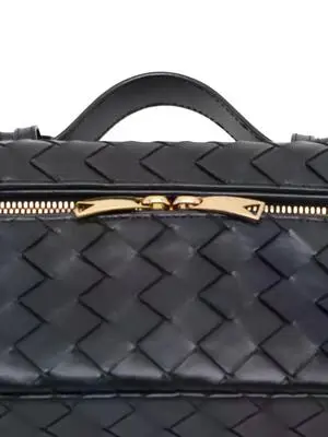 Bottega Veneta 2020-2026 Calfskin Intrecciato Bang Bang Vanity Case Satchel - Black