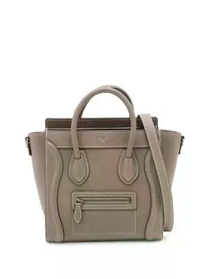 Celine 2000-2026 Nano Leather Luggage Tote Satchel - Brown