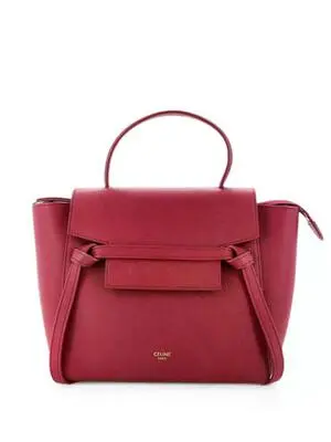 Celine Belt Bag Textured Leather Nano Shoulder Bag - Red